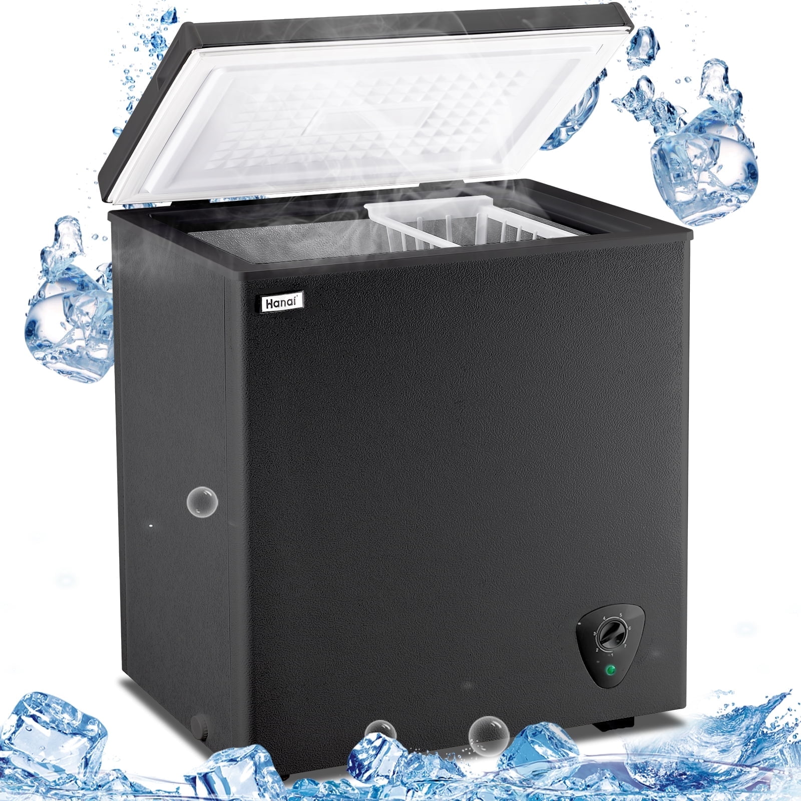 WANAI 5.0 Cu.ft Chest Freezer, Large Deep Freezer, Black, Quiet ...