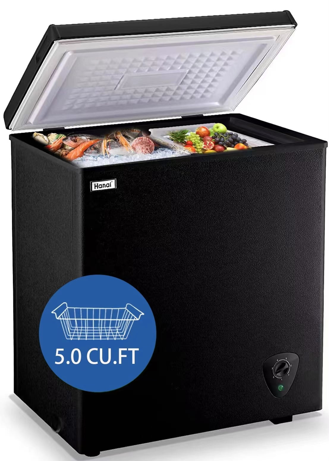 WANAI 5.0 cu.ft Chest Freezer, Free-Standing, Top Door, Adjustable 7 ...
