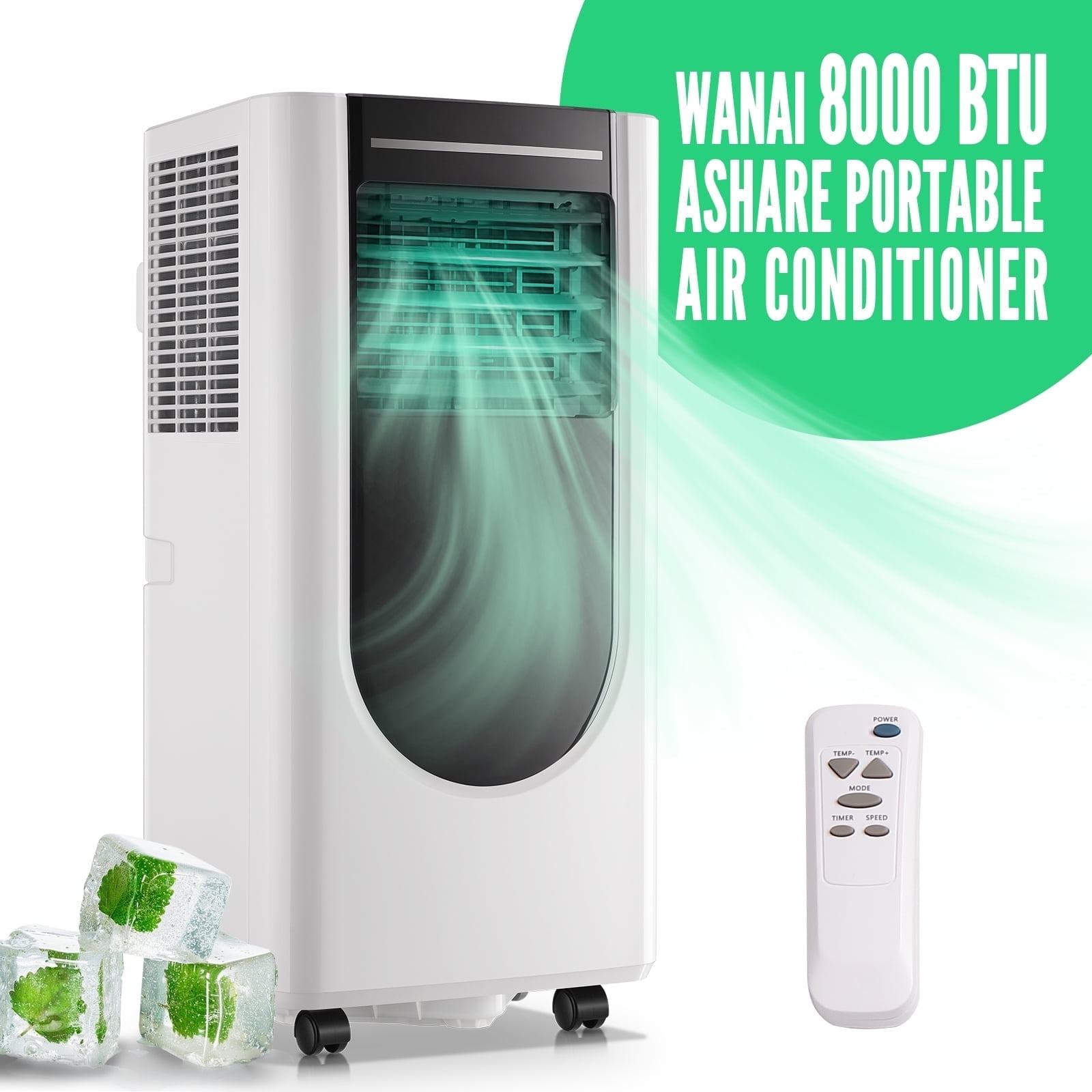 WANAI Portable Air Conditioner 4400 BTU SACC 8000 BTU ASHARE Covers 250 ...