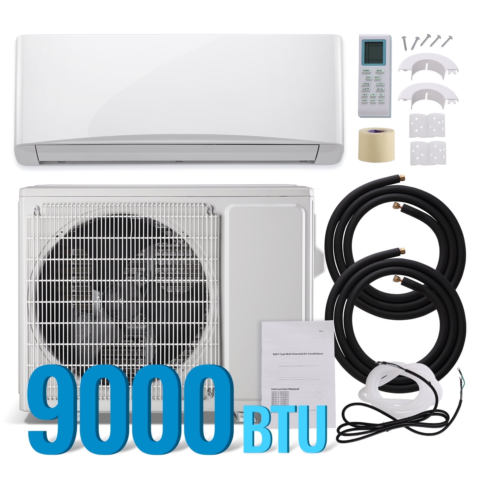 WANAI 9000BTU 4-in-1 Mini Split Air Conditioner & Heater 17 SEER2 115V ...