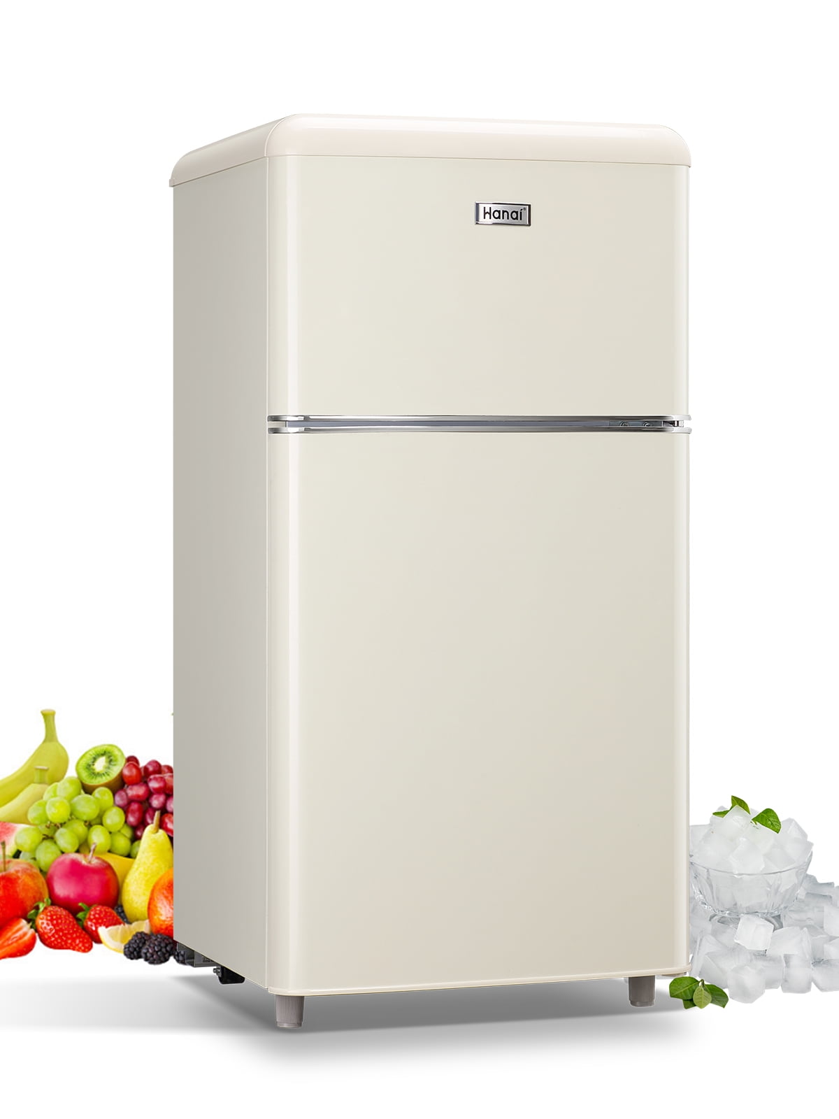 WANAI 3.2 Cu.Ft Compact Retro White Fridge with Freezer, Ideal for Home ...
