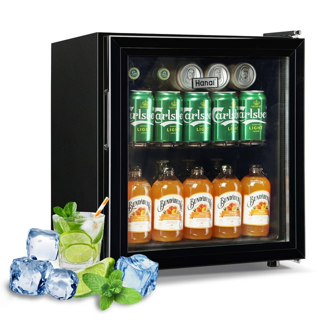 WANAI Small Liquor Beer Bar Front Mini Fridge 1.7 Cu.ft Beverage Cooler ...