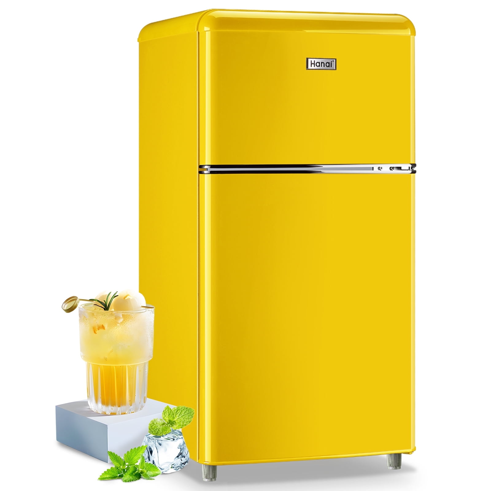 WANAI Compact 3.5 Cu.ft Mini Fridge with Freezer, 7 Level Thermostat, 2 ...