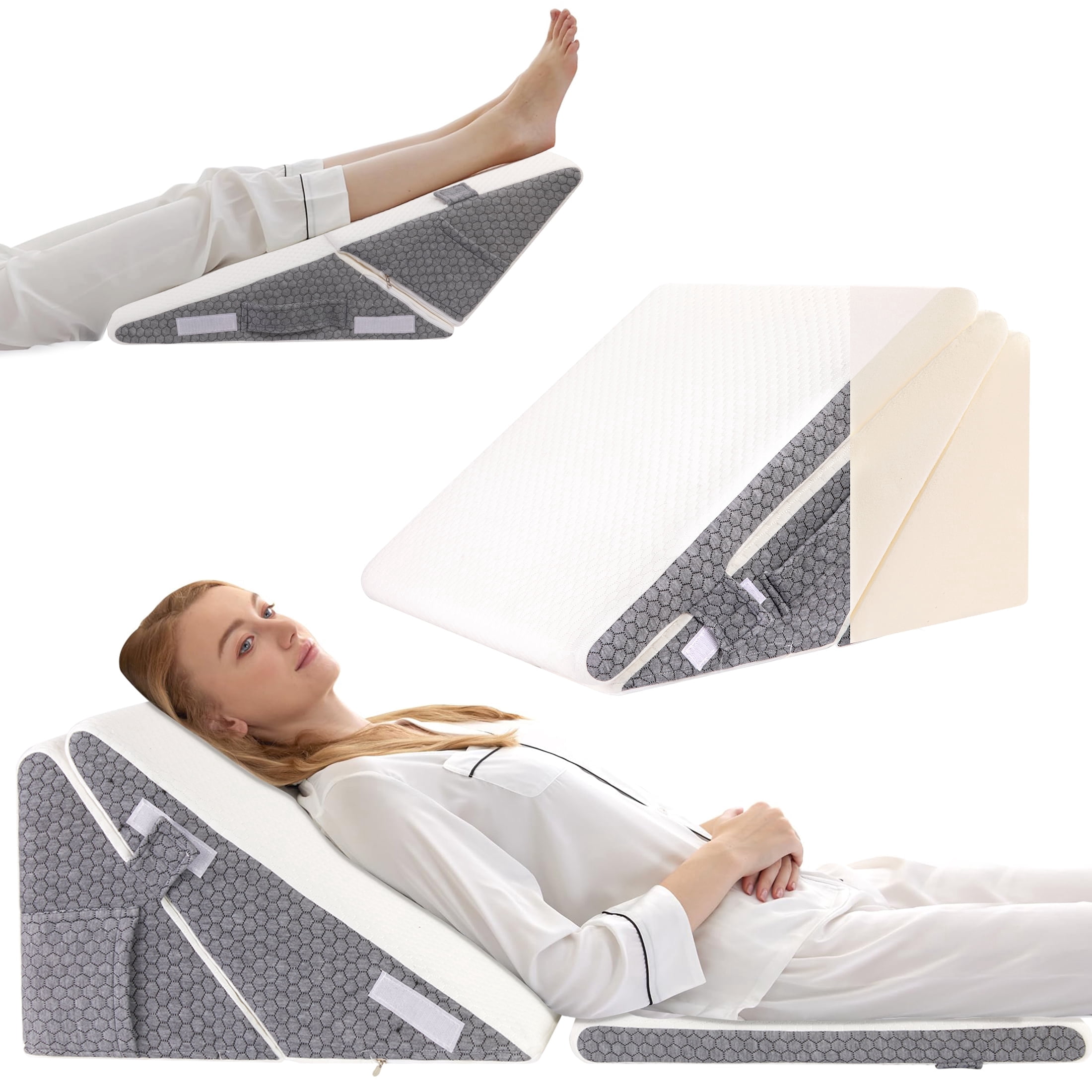 WANALIT Bed Wedge Pillow for Sleeping, Adjustable Orthopedic Pillow for ...