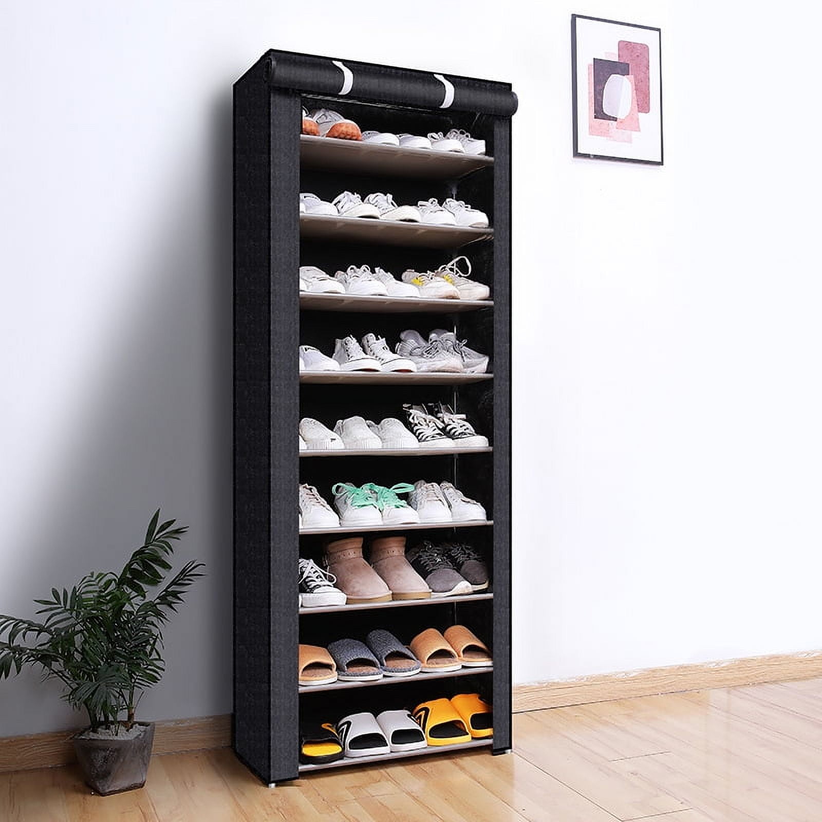 WANALIT Shoe Rack, 9-Layer Shoe Cabinet Organizer, Non-Woven Covered ...