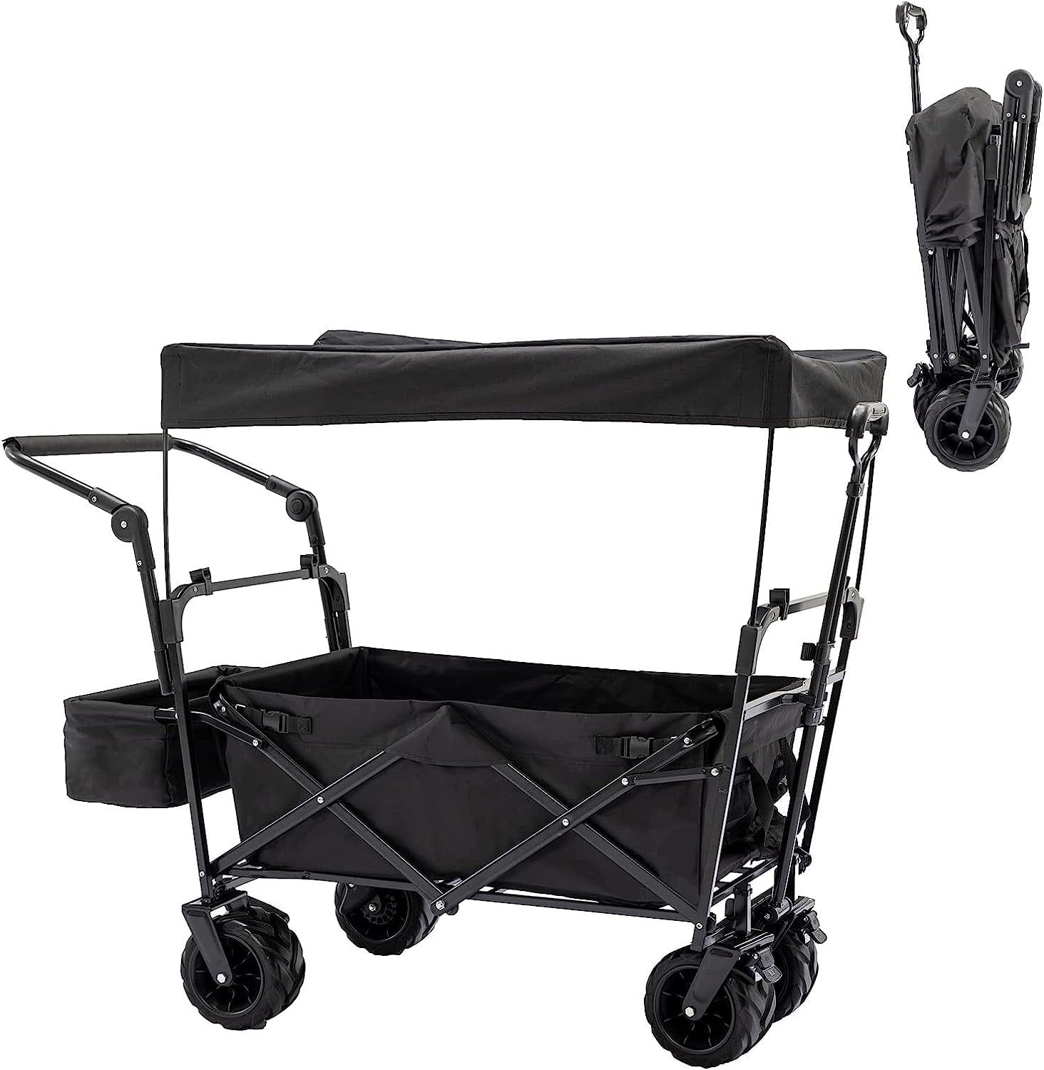 WANAN Stroller Wagons for 2 Kids, Collapsible Wagon with Seat Belt and ...