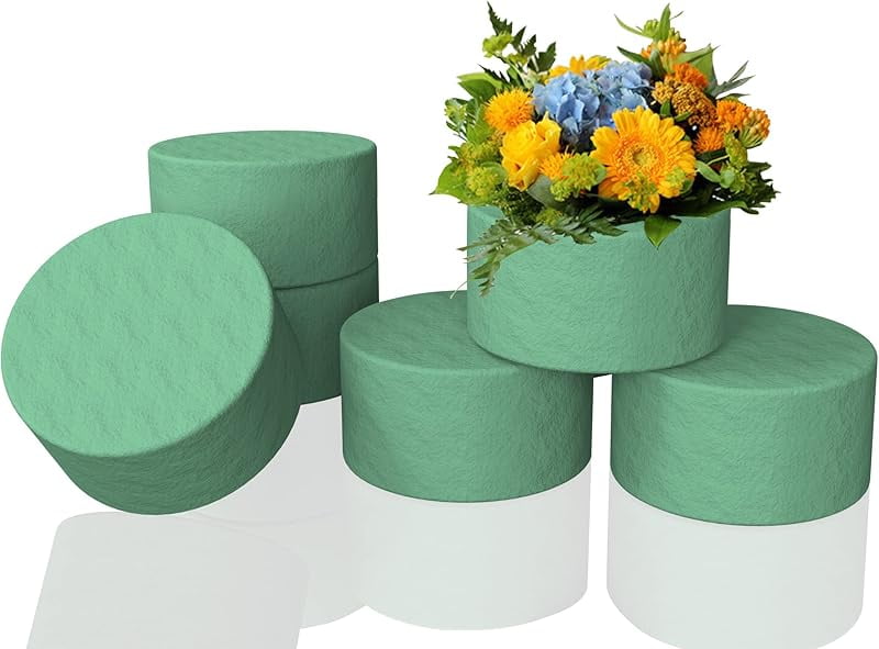 WANBAO 6 Pcs 3 Inch Round Floral Foam Blocks for Fresh and Artificial ...