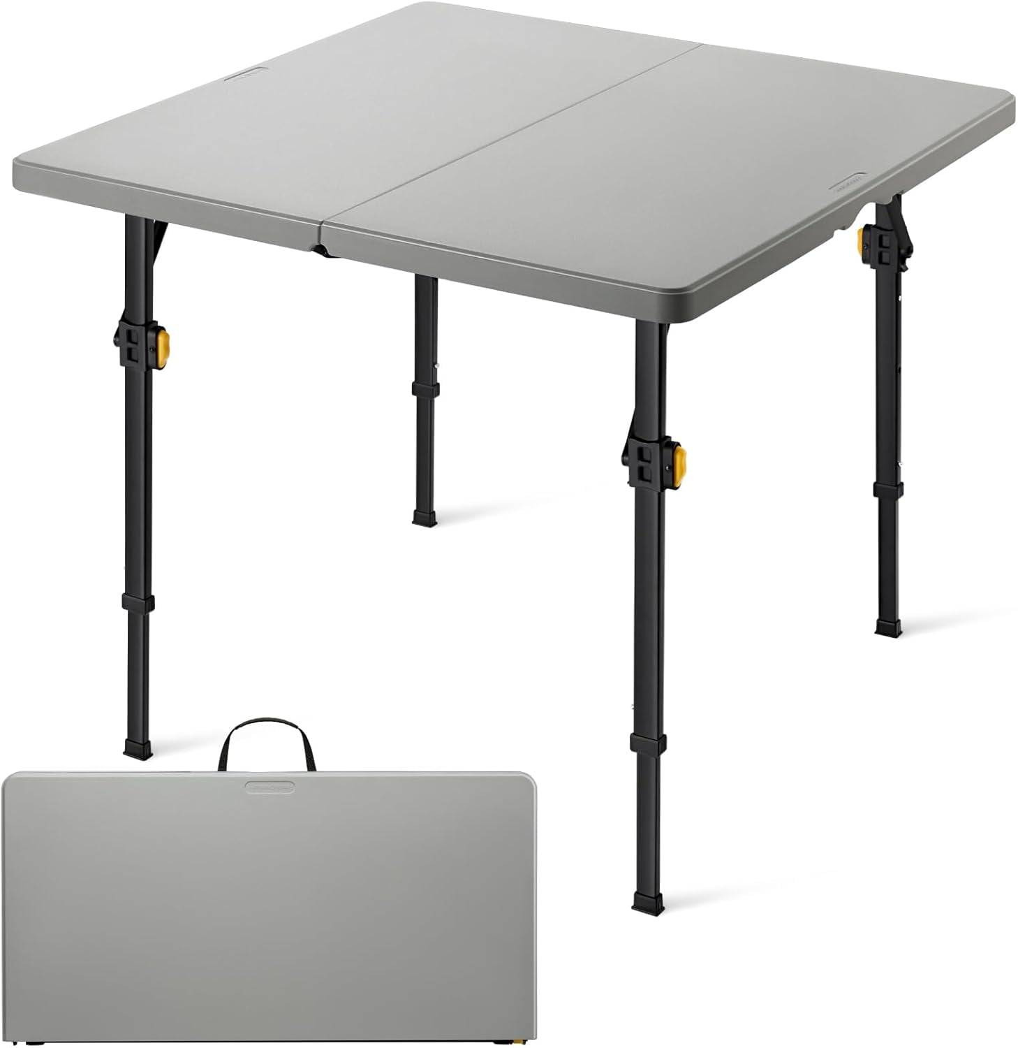 WANBIN 34 Inch Square Folding Card Table, Two Height Adjustable, 200lb ...