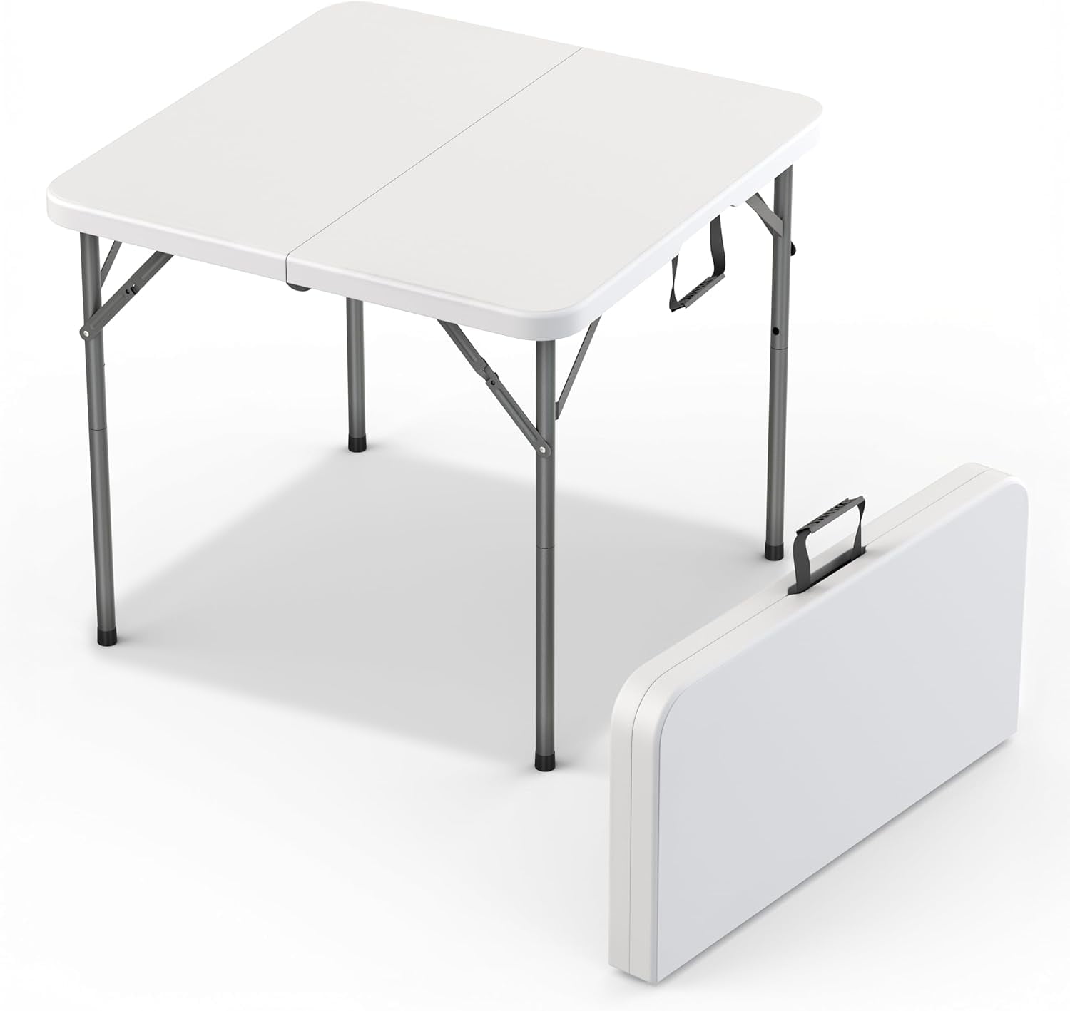 WANBIN 34 Inch Square Folding Table, Heavy Duty Portable with Built-in ...