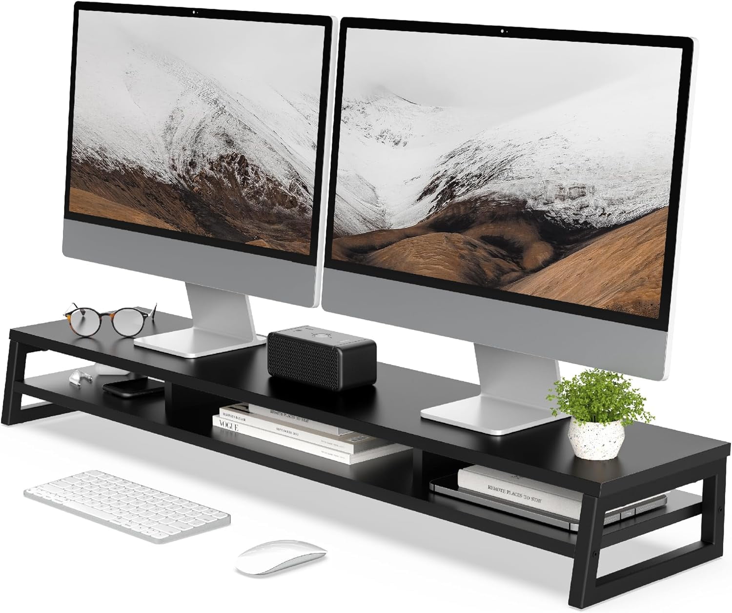 WANBIN 42.5 Inch Dual Monitor Stand Riser, 2-Tier Desk Shelf - Walmart.com
