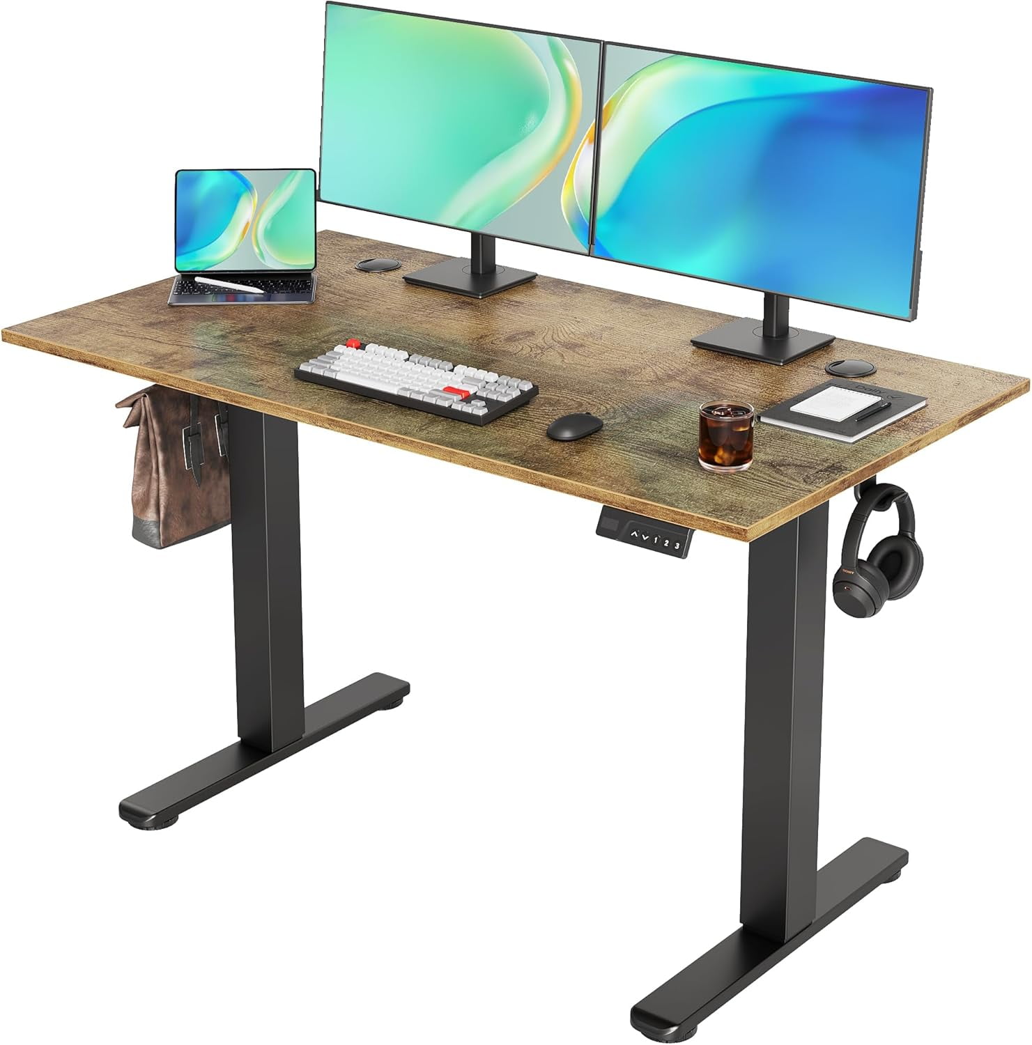 WANBIN 48"x24" Electric Standing Desk - T-Shaped Frame, 3 Memory ...