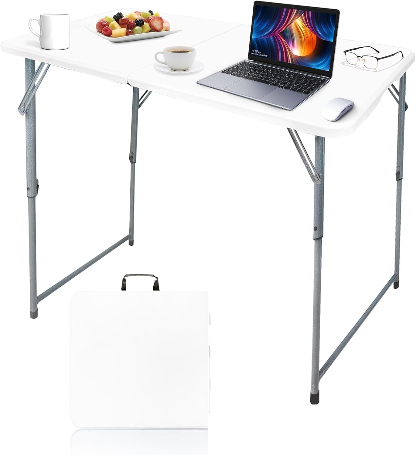 WANBIN 4ft Folding Table, Heavy Duty Portable Square Plastic Dining ...