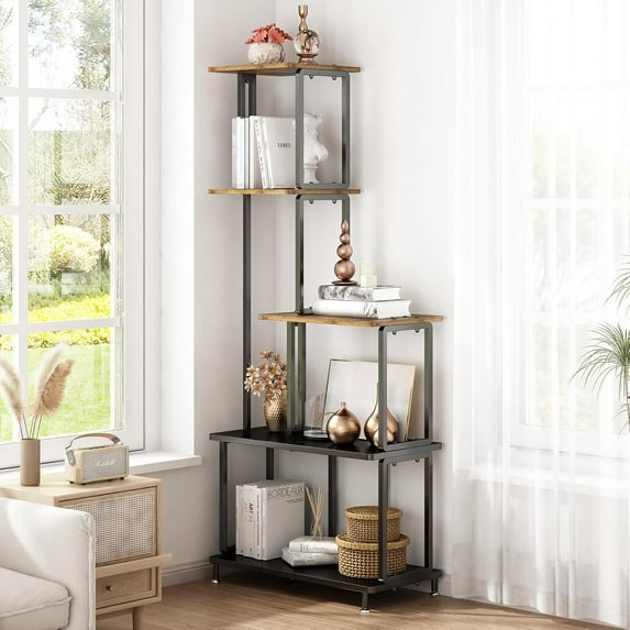 WANBIN 5-Tier Corner Shelf Stand - Freestanding Storage Organizer Rack ...