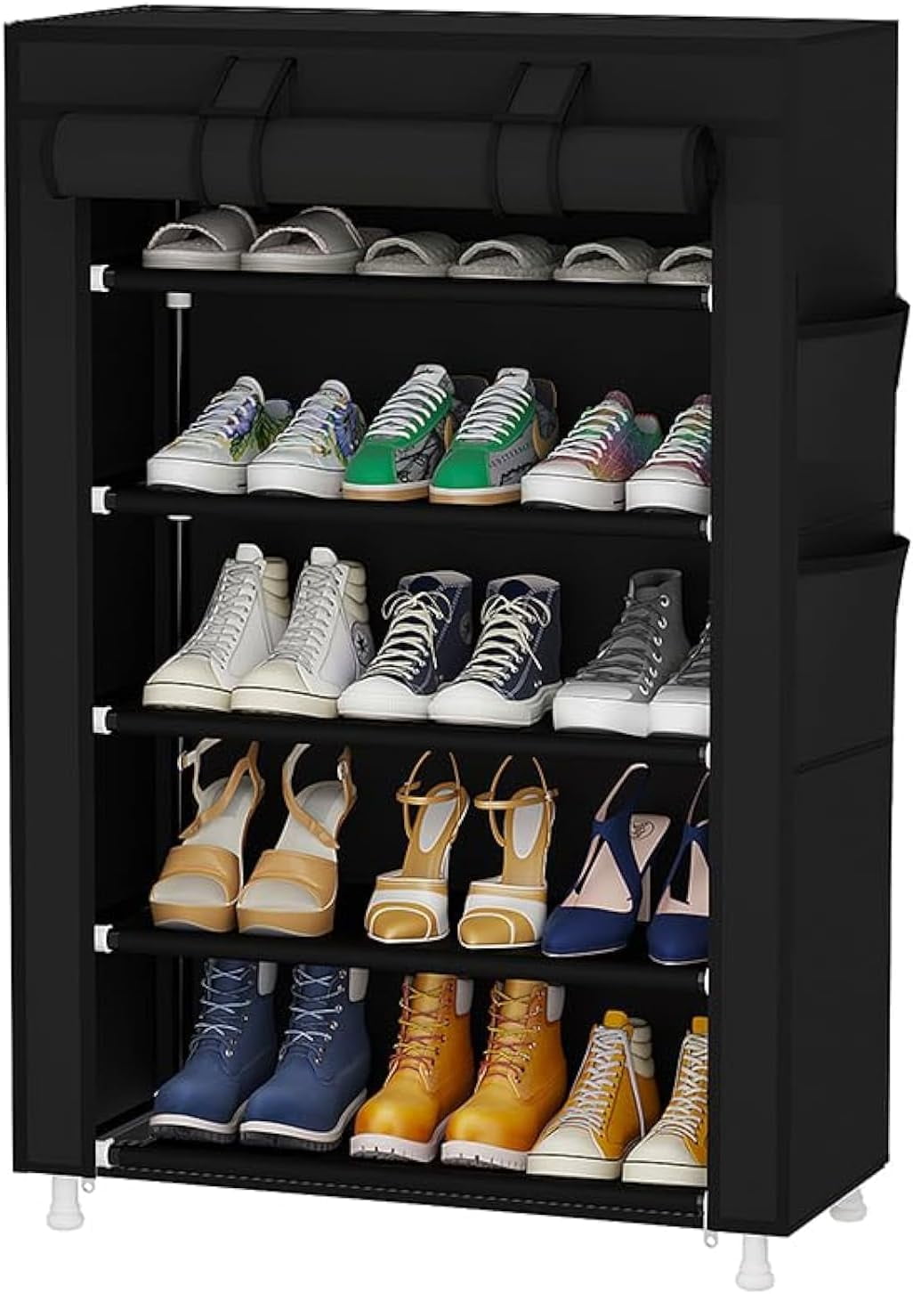 WANBIN 5-Tier Portable Shoe Rack Organizer, Nonwoven Fabric Cover for ...