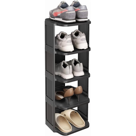 WANBIN 5-Tier Stackable Shoe Rack for Closet, Free Standing Plastic ...