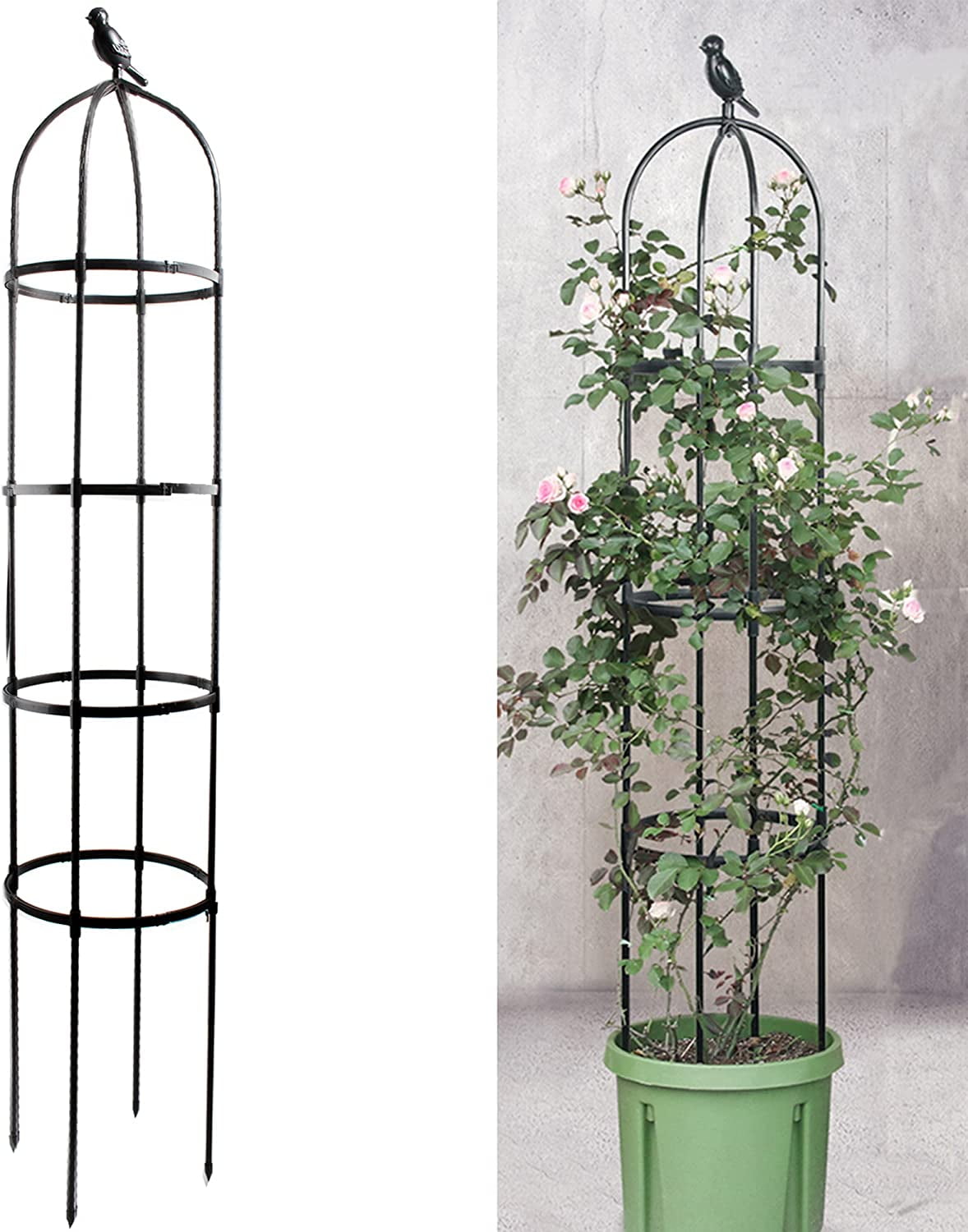 WANBIN 6 ft Garden Obelisk Trellis – Rustproof Metal Pipe with Plastic ...