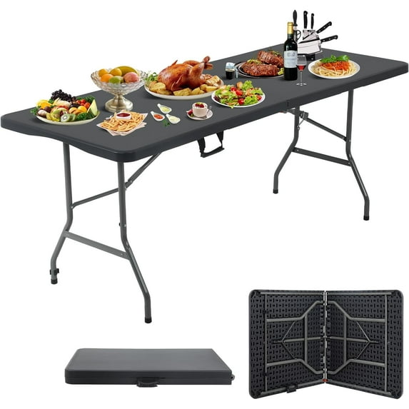 WANBIN 6ft Folding Table, Heavy Duty Plastic Utility Table, Easy ...