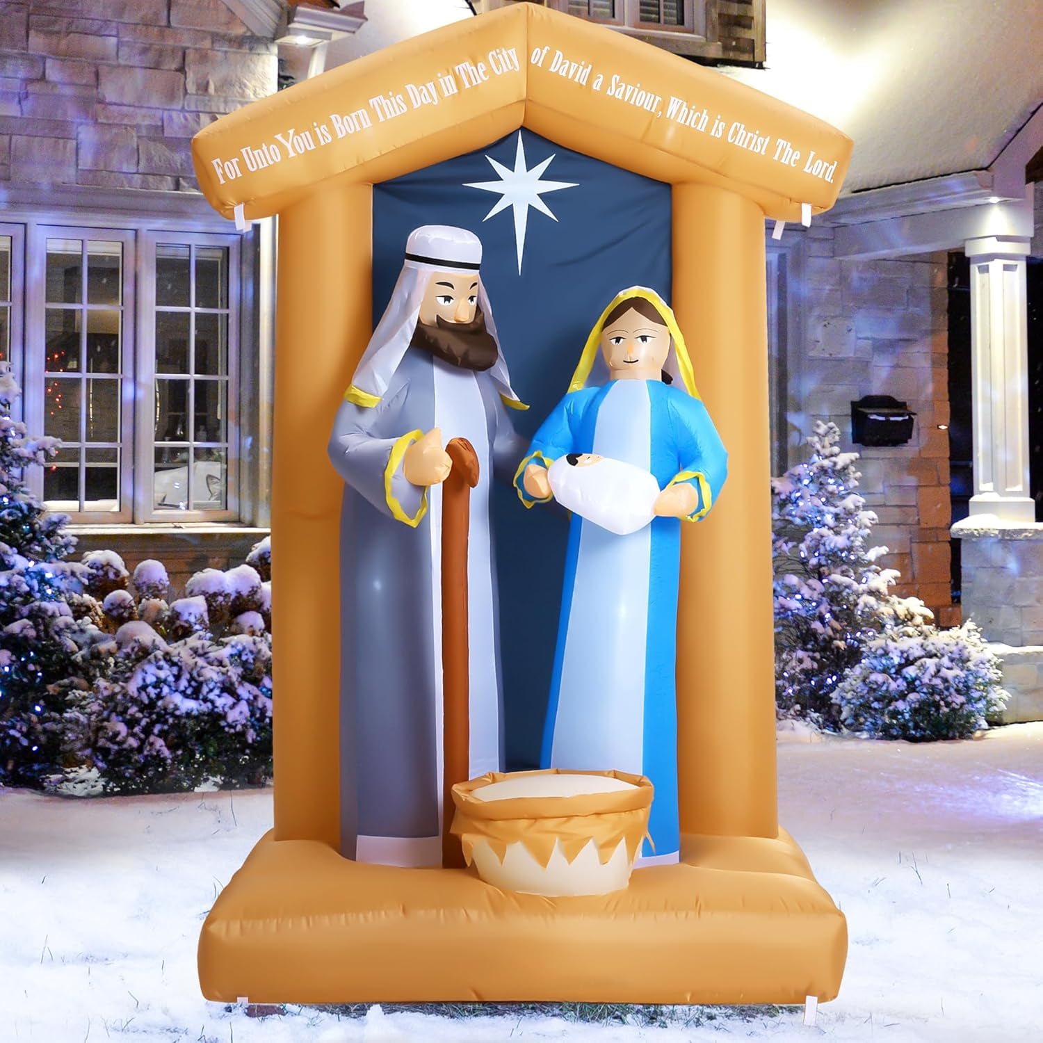 WANBIN 7FT Christmas Inflatable Nativity Scene Outdoor Decorations ...