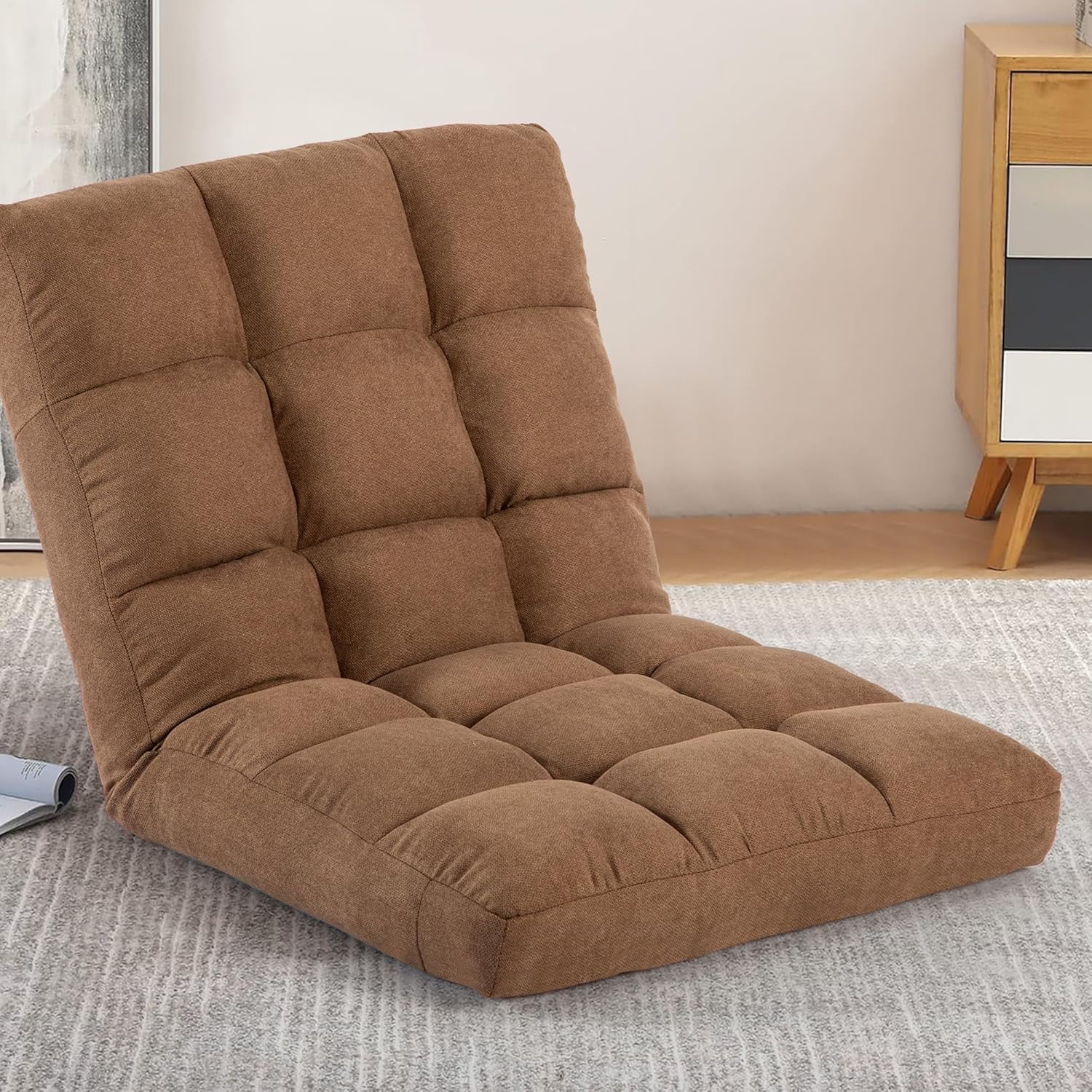 WANBIN Floor Chair with Back Support, 6 Adjustable Positions, Padded ...