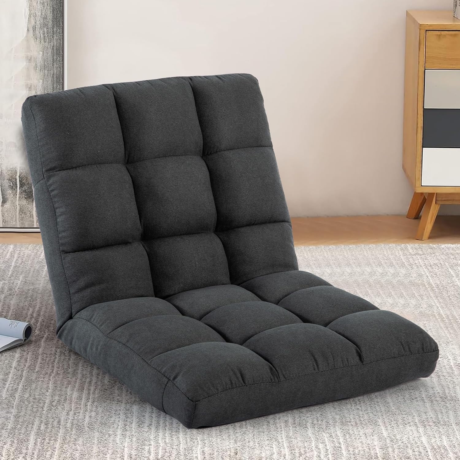 WANBIN Floor Chair with Back Support, 6 Adjustable Positions, Padded ...