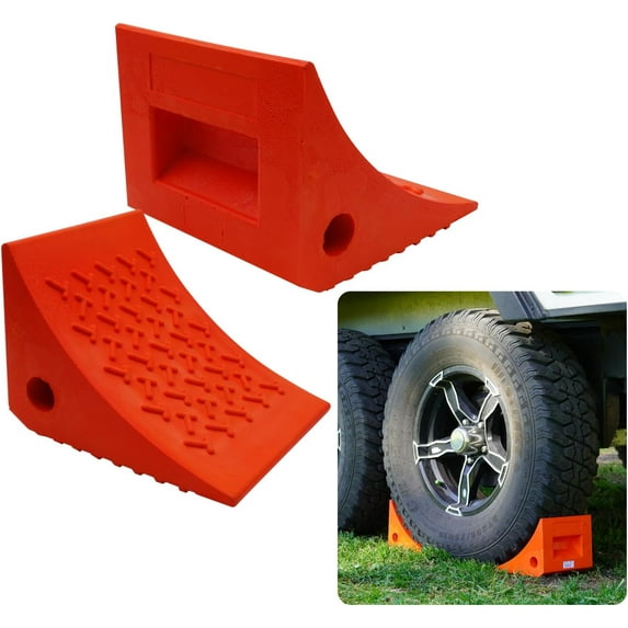 WANBIN Heavy Duty Wheel Chocks, 2 Pack Solid Rubber for Boat Trailers ...