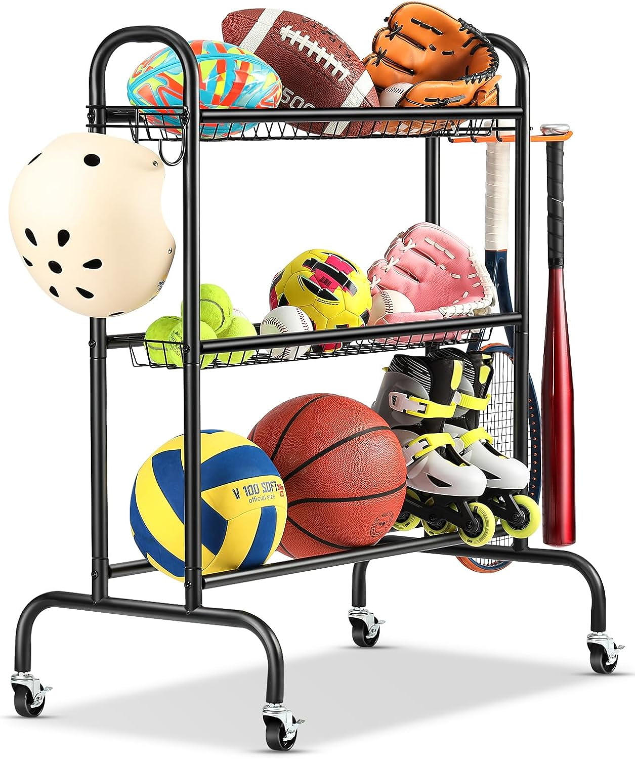 WANBIN Rolling Basketball Shooting Training Stand Rack - 4-Layer Sports ...