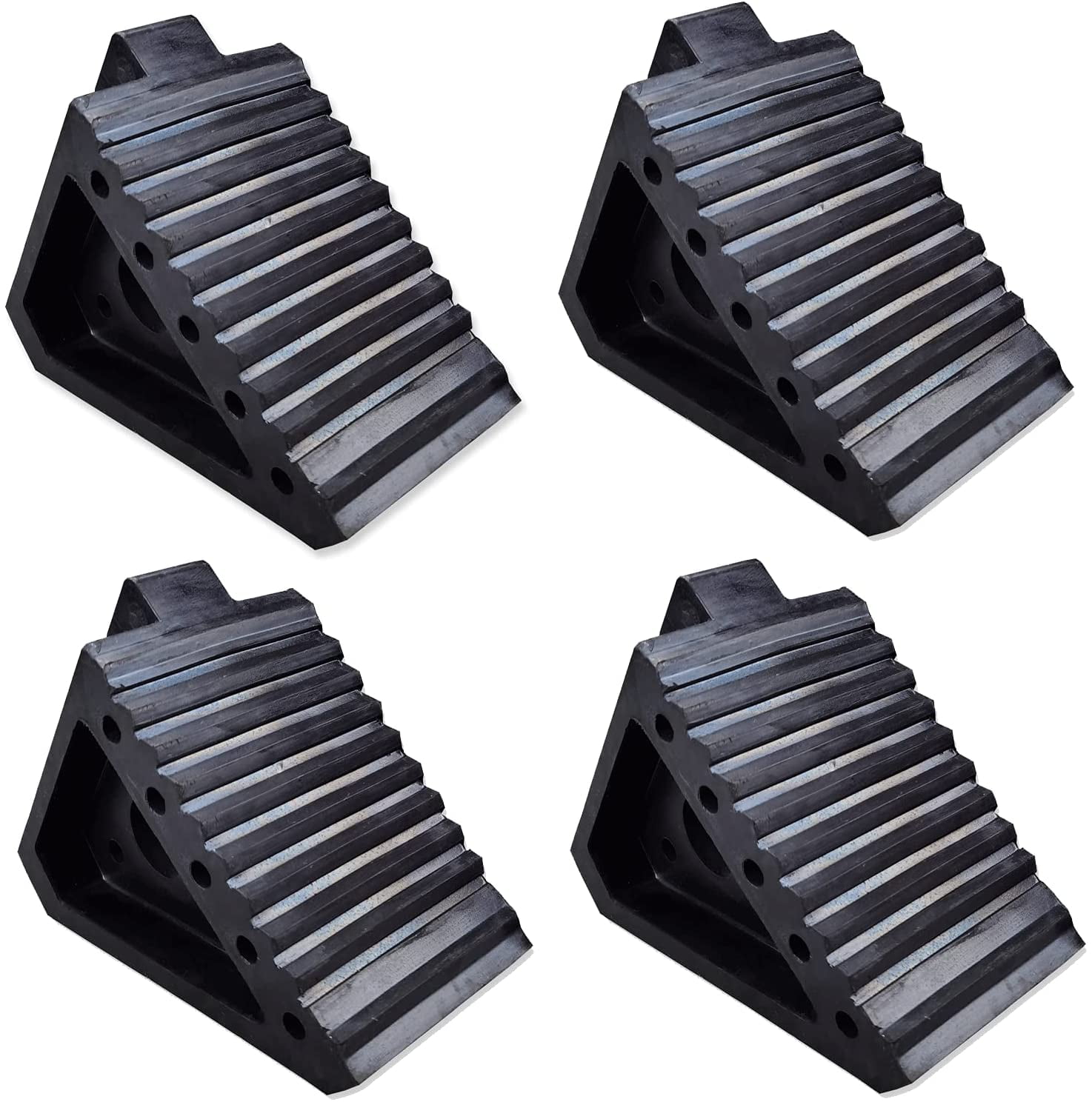 WANBIN Solid Heavy Duty Rubber Wheel Chocks, 4 Pack, 8" x 4" x 6 ...