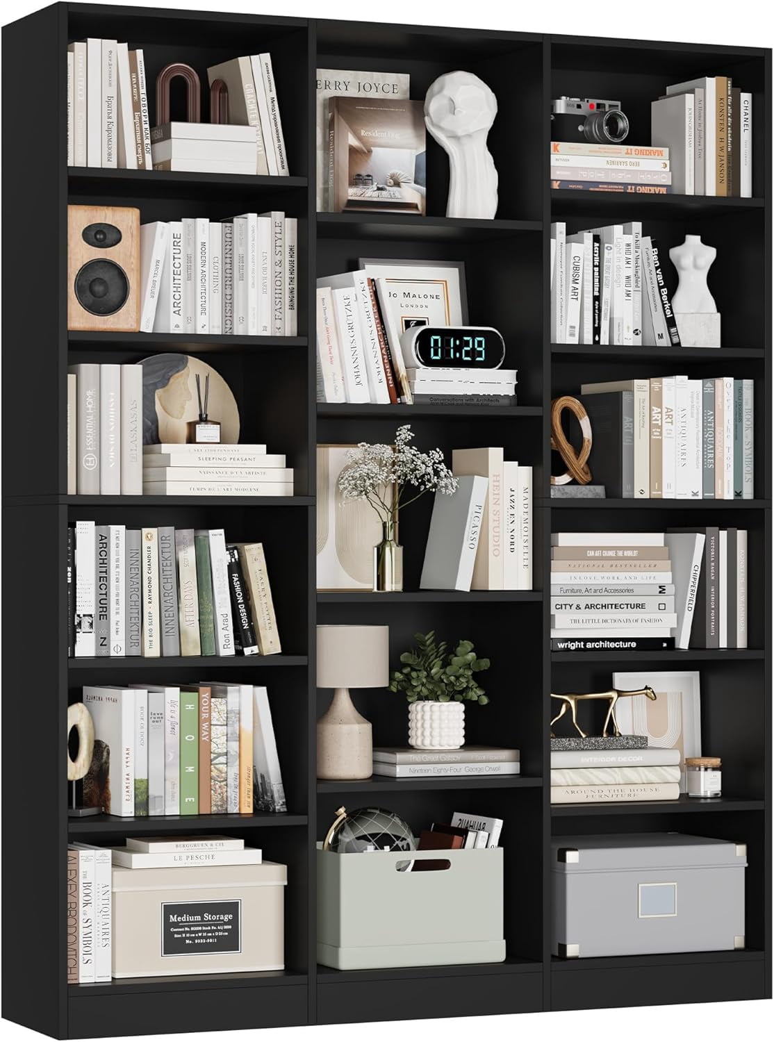 WANBIN Triple Wide Bookshelf, 6-Tier Large Bookcase with 17 Open ...