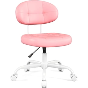 XINMICS Pink Vanity Chair with Cushion, Comfy Swivel Desk Chair for ...