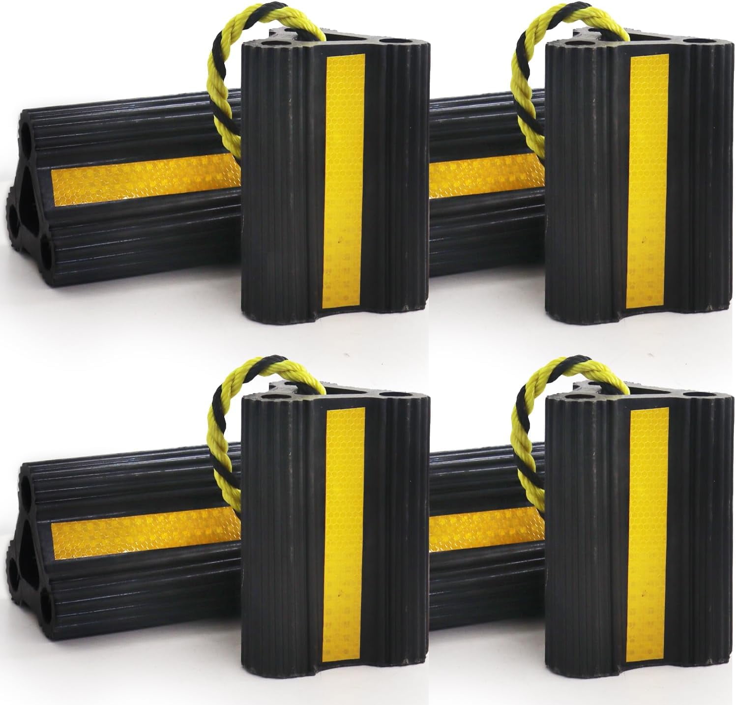 WANBIN Wheel Chocks for RV Trailers, 4 Pair/8 Pack with Rope, Rubber ...