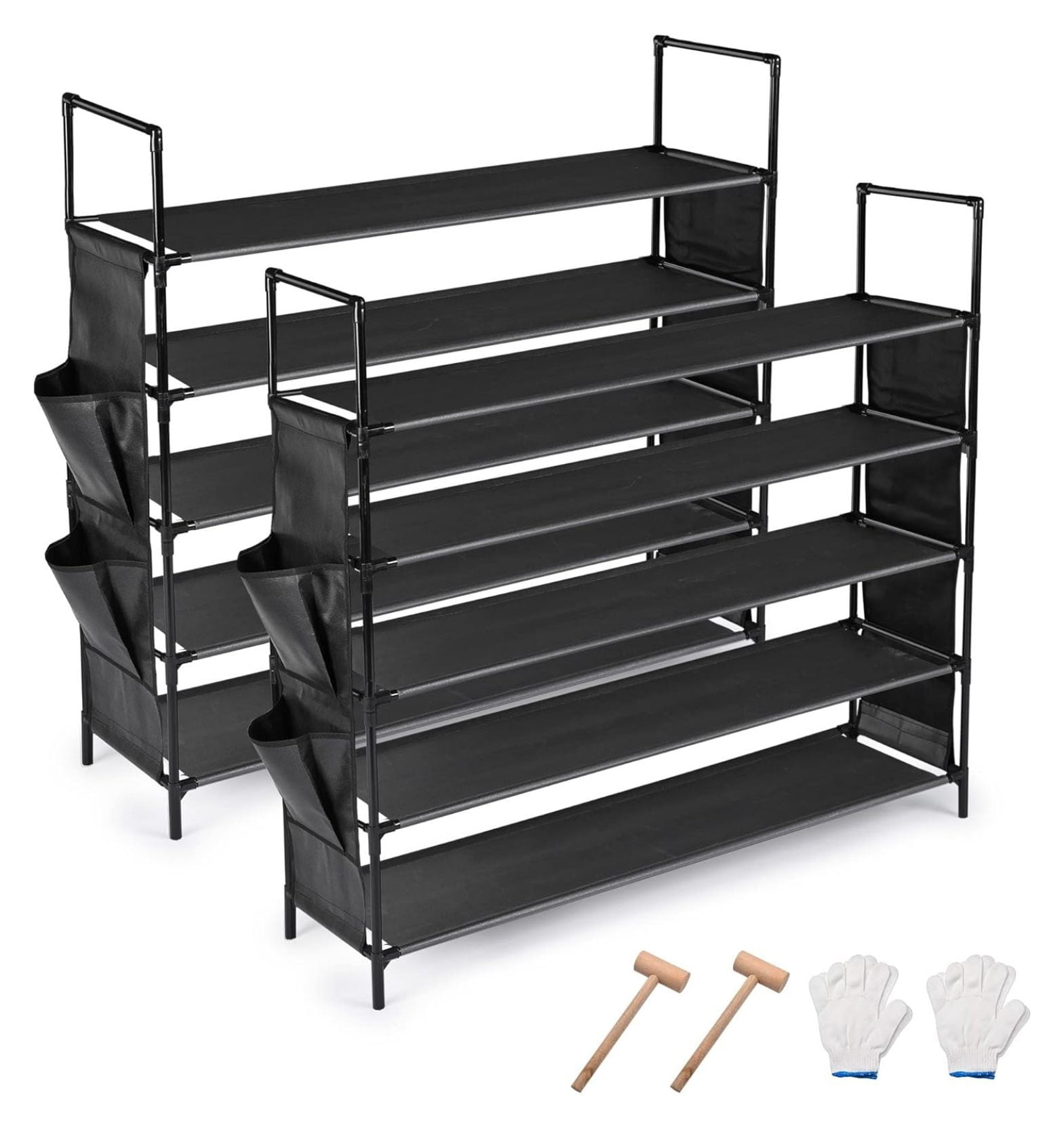 WANCQ 2 Pack 5 Tier Metal Shoe Rack 50 Pairs Shoes Storage Stackable ...
