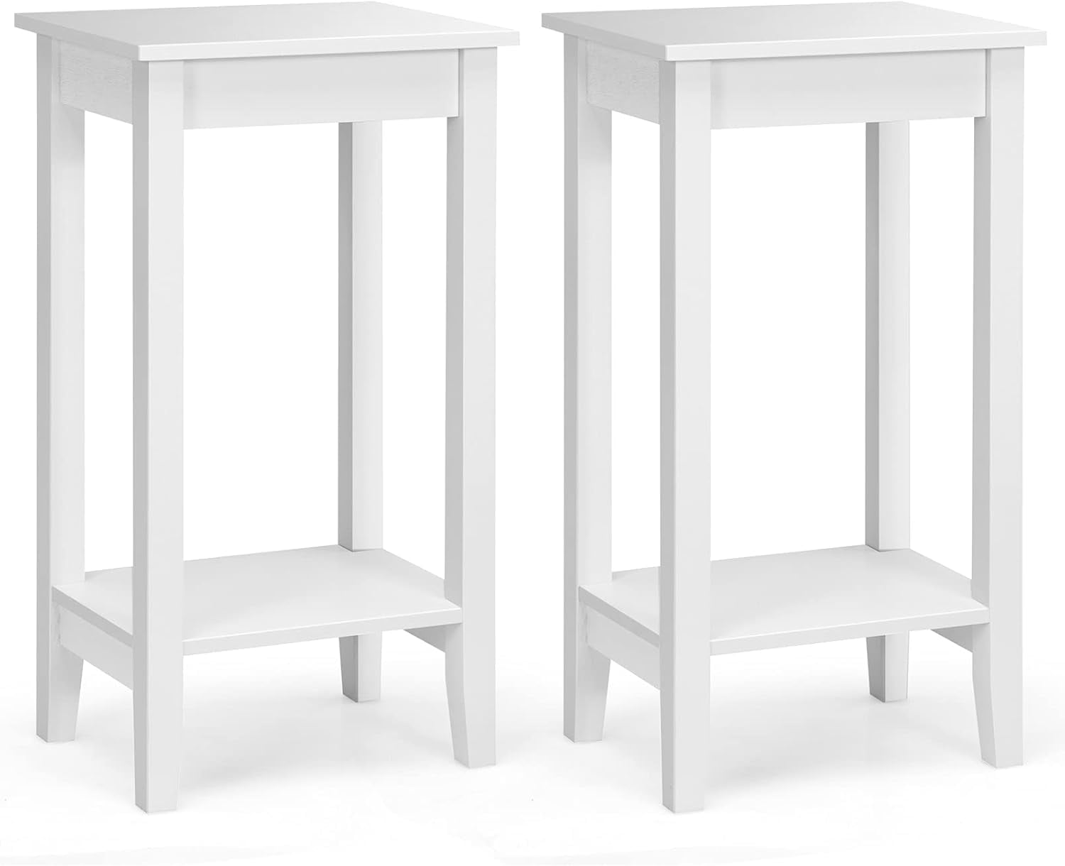 WANCQ 2-Tier End Table Tall Set of 2 Nightstand, Simple Design Sofa ...