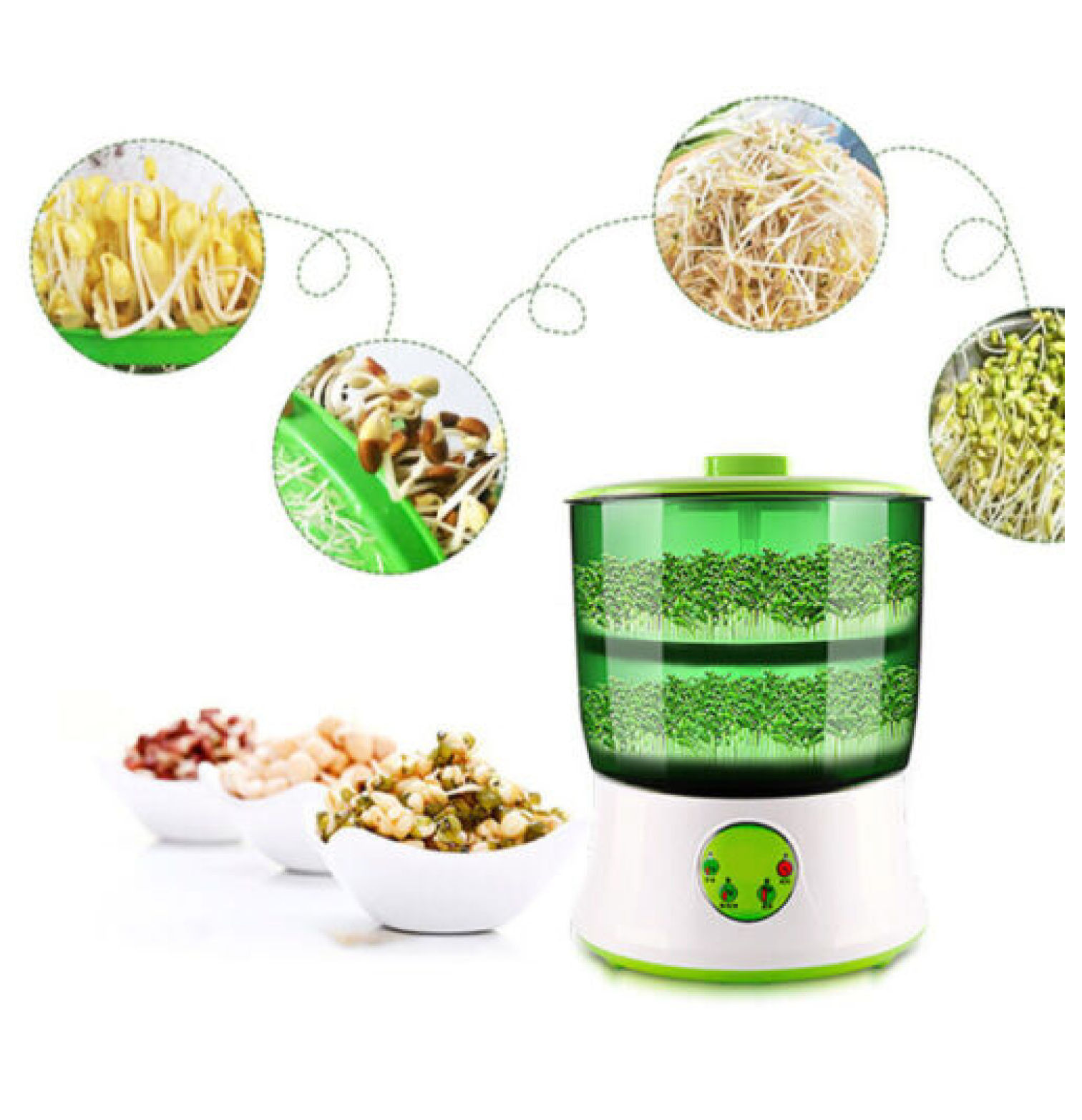 WANCQ 20W 2-Layer Bean Seed Sprouter Machine Automatic Bean Sprouts ...