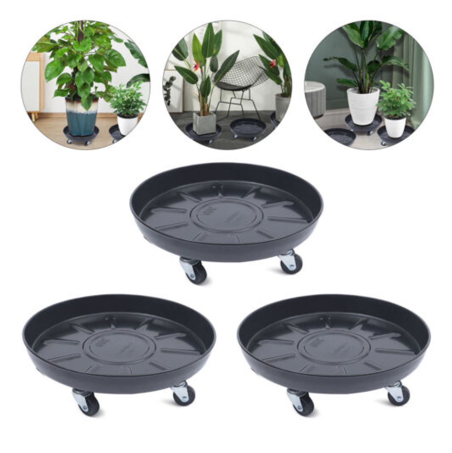 WANCQ 3 Pack Plastic Plant Pallet Caddy Stand Planter Mover Flower Pot ...