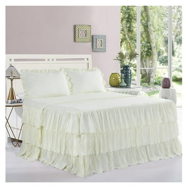 Chezmoi Collection Sinclair 3-Piece Ruffle Skirt Bedspread Set, Queen ...