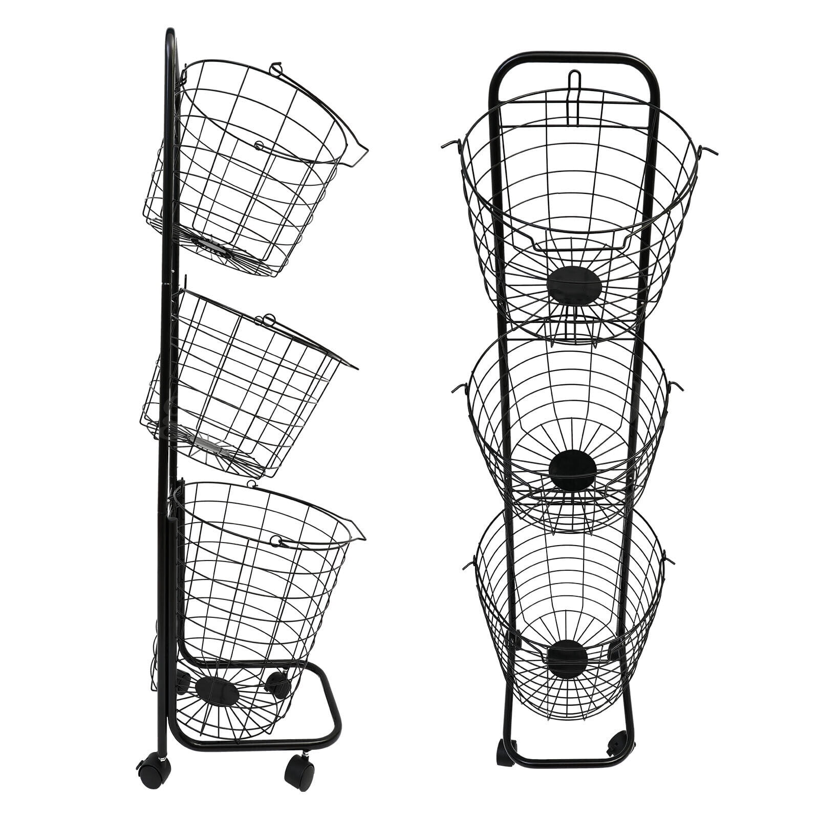 WANCQ 3 Tier Rolling Laundry Hamper with 3 Removable Wire Basket, Metal ...
