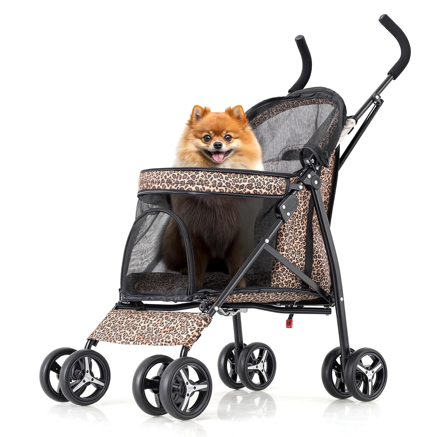 WANCQ 4 Wheels Pet Stroller, Easy-Fold Umbrella Shaped Dog Cat Jogger ...
