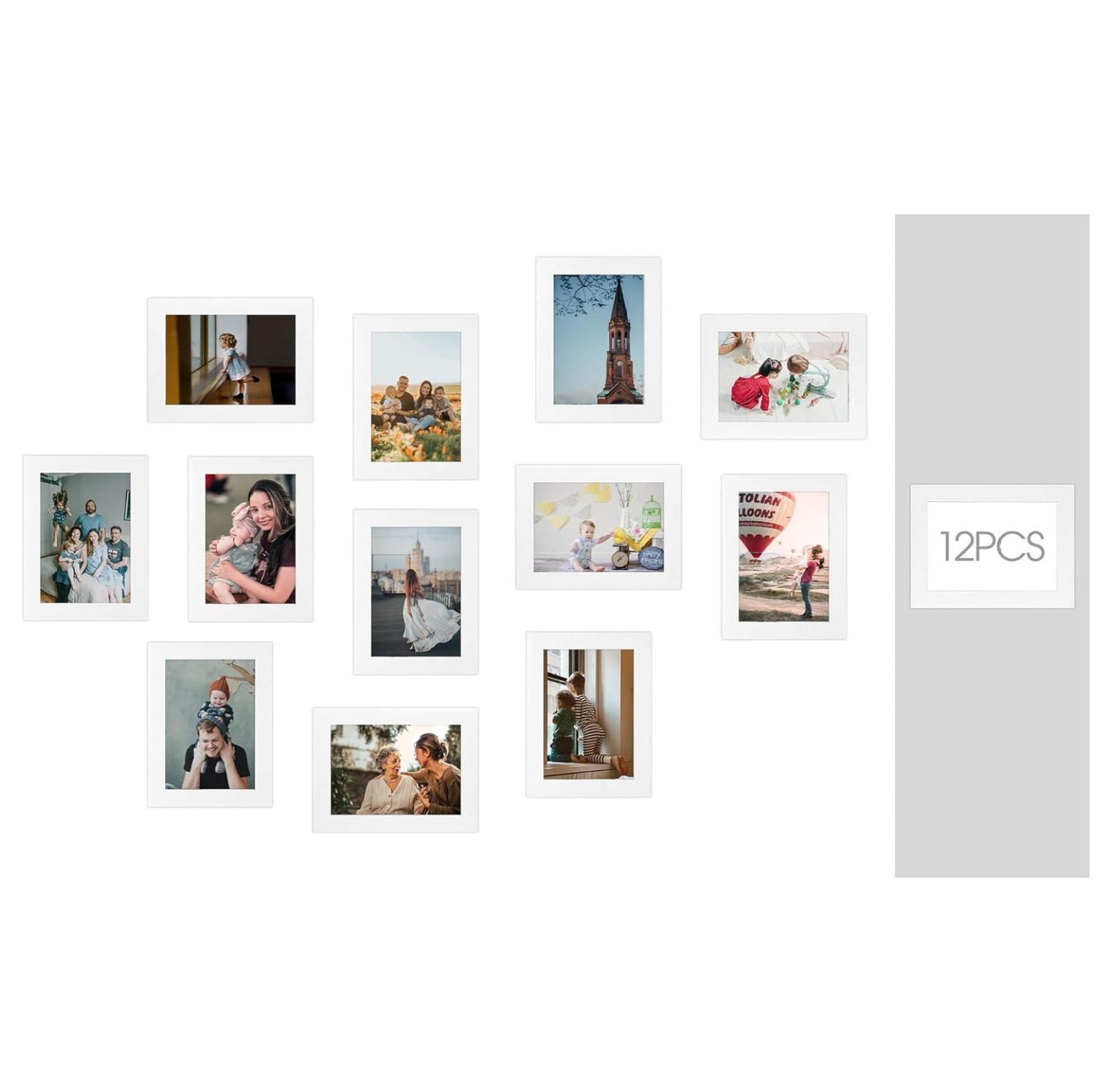 WANCQ, 5x7 White Picture Frame Set of 12, High Definition Real Glass ...