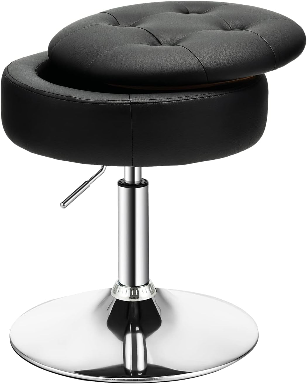 WANCQ Adjustable Swivel Stool with Tray Top and Hidden Storage, Black ...