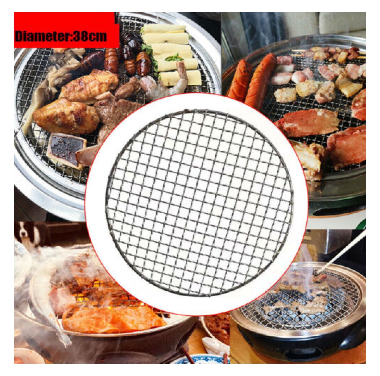 WANCQ Barbecue Net Round Braided Grid Grill Camping BBQ Kit Stainless Steel Mesh Net - Walmart.com