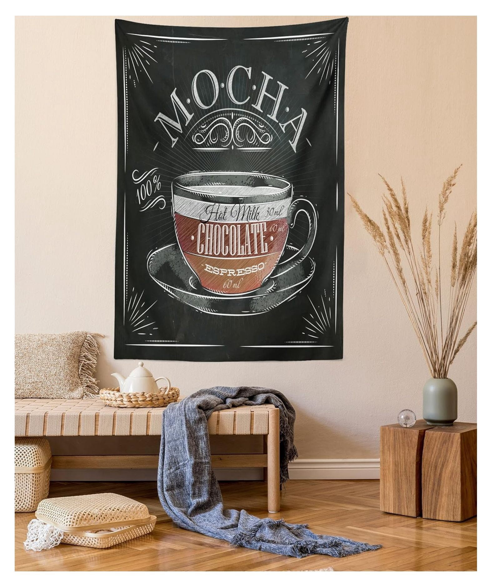 WANCQ Coffee Tapestry, Mocha Cup Hot Chocolate Espresso Old Fashioned ...
