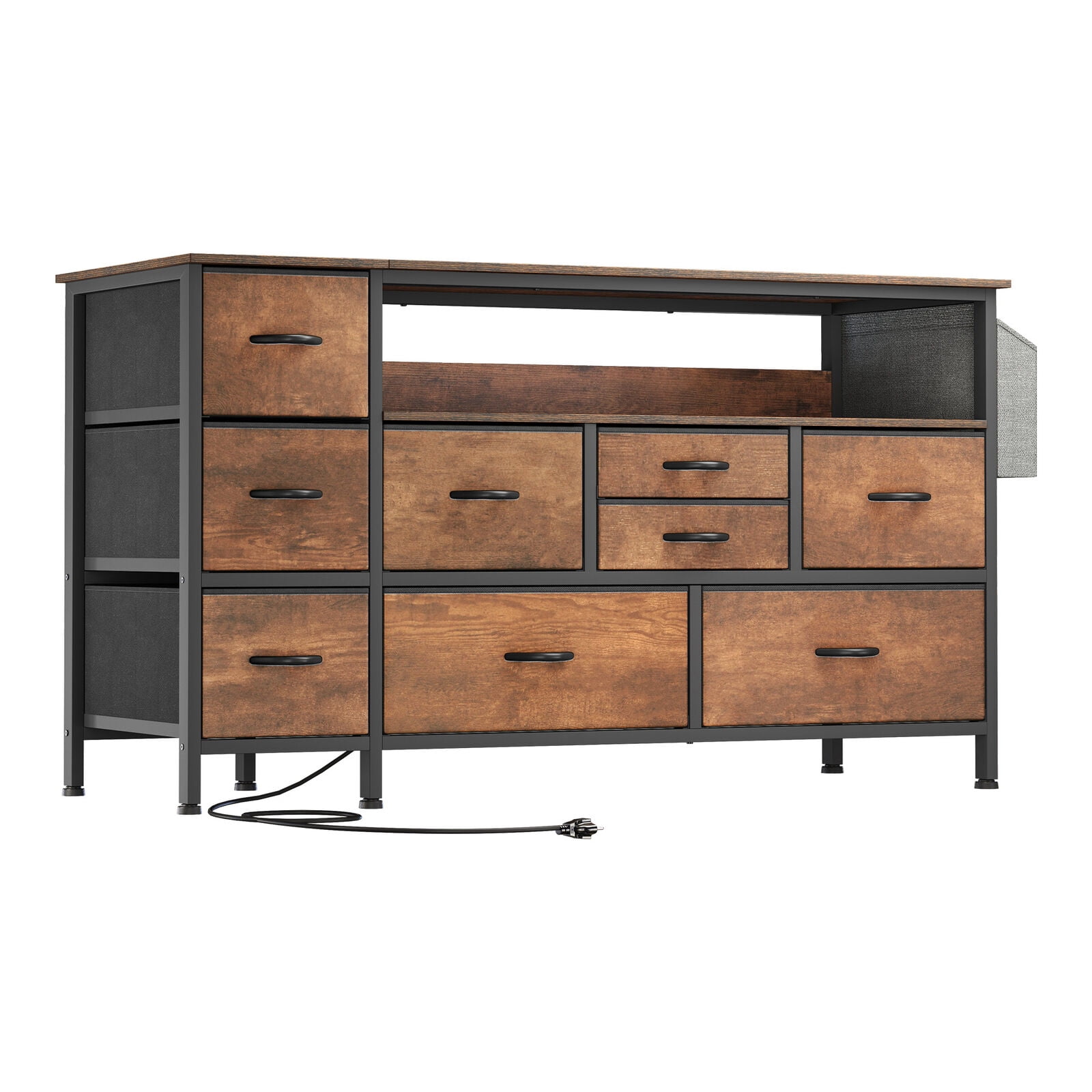 WANCQ Dresser TV Stand with Power Outlet for 55'' TV, 9 Drawer Dresser ...