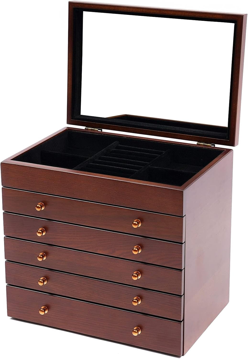 WANCQ Extra Large 6 Layers Wooden Jewelry Box Jewelry Case Cabinet ...