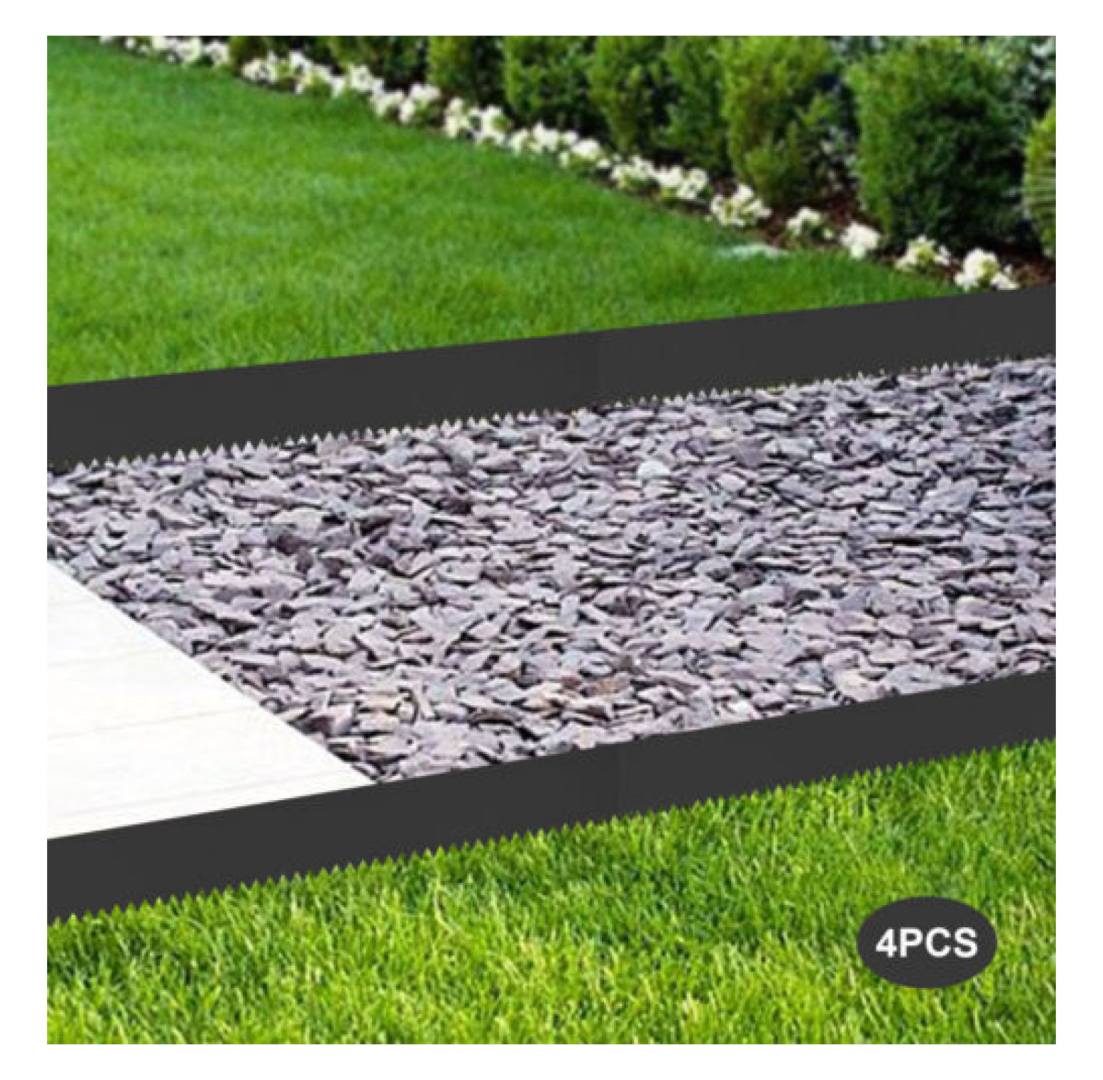 WANCQ Outdoor Garden Border Edge Backyard Barrier Black Metal Landscape ...