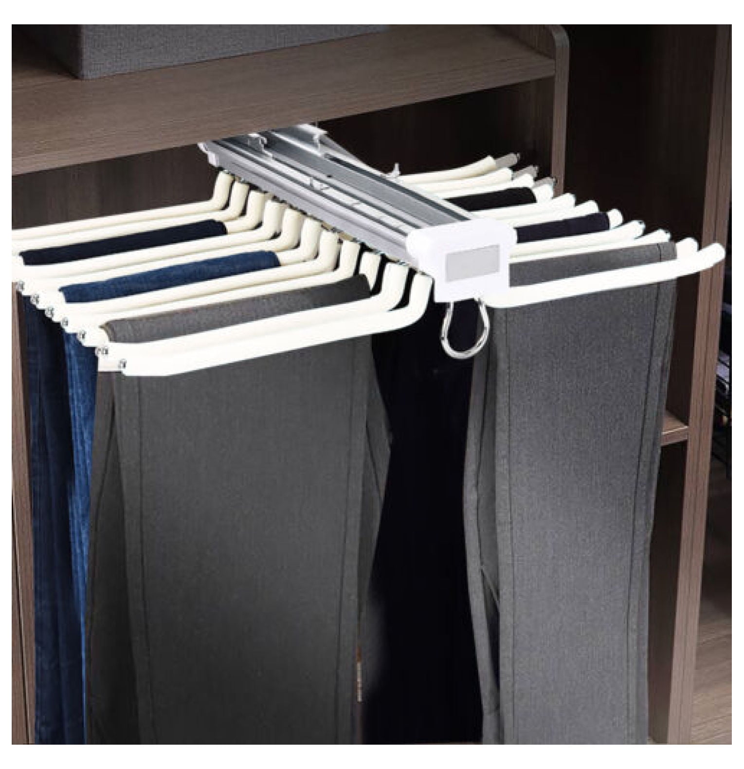 WANCQ Pull Out Sliding Trousers Rack 22 Arms Pants Holder Rack Closet ...