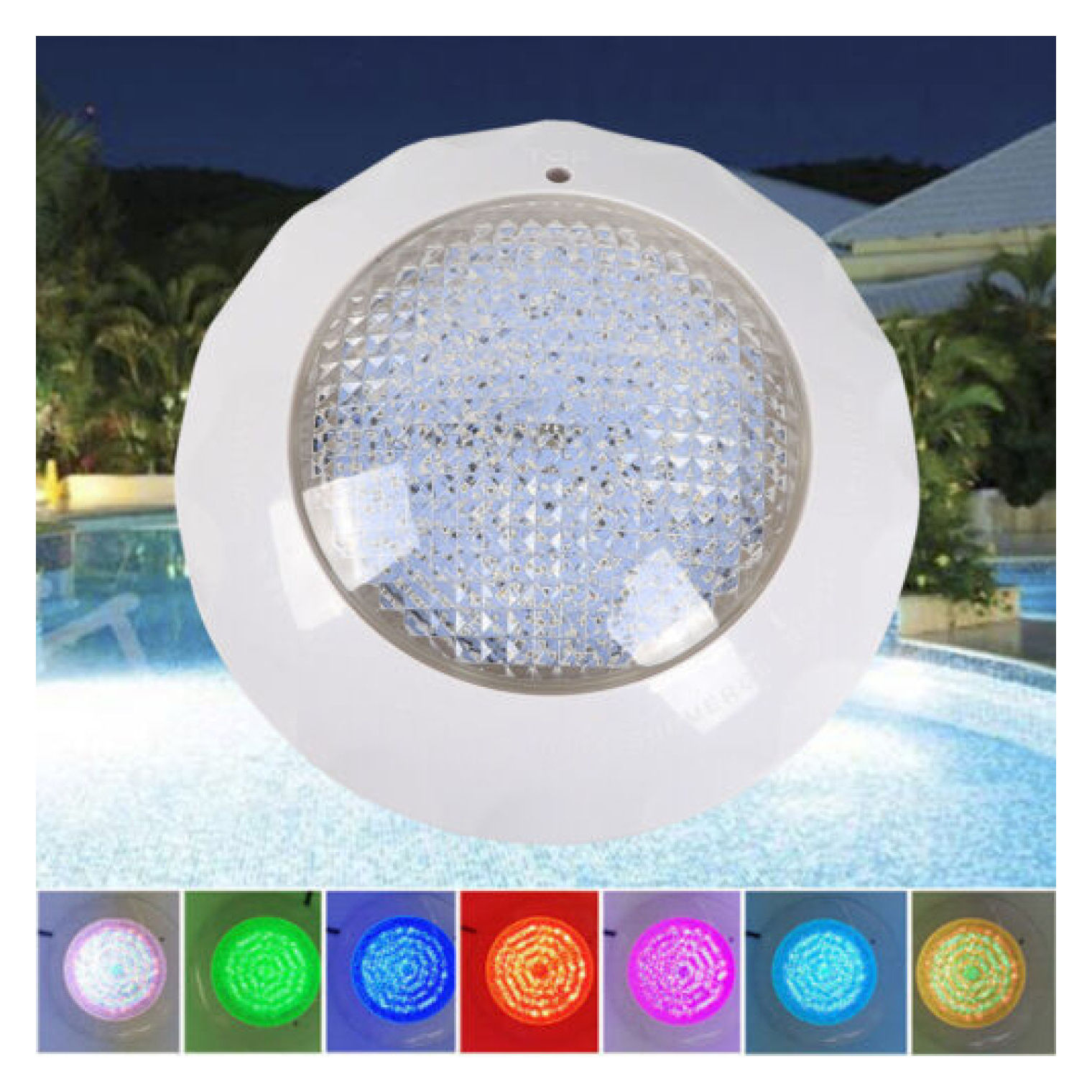 WANCQ RGB LED Underwater Light Swimming Pool Pond Spa Lighting Lamp 45W ...