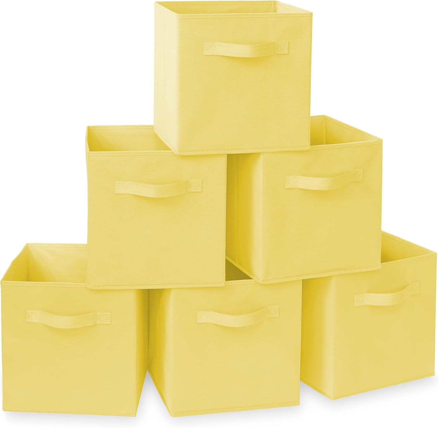 WANCQ Set of 6 Collapsible Fabric Cube Storage Bins, Yellow - 11 ...