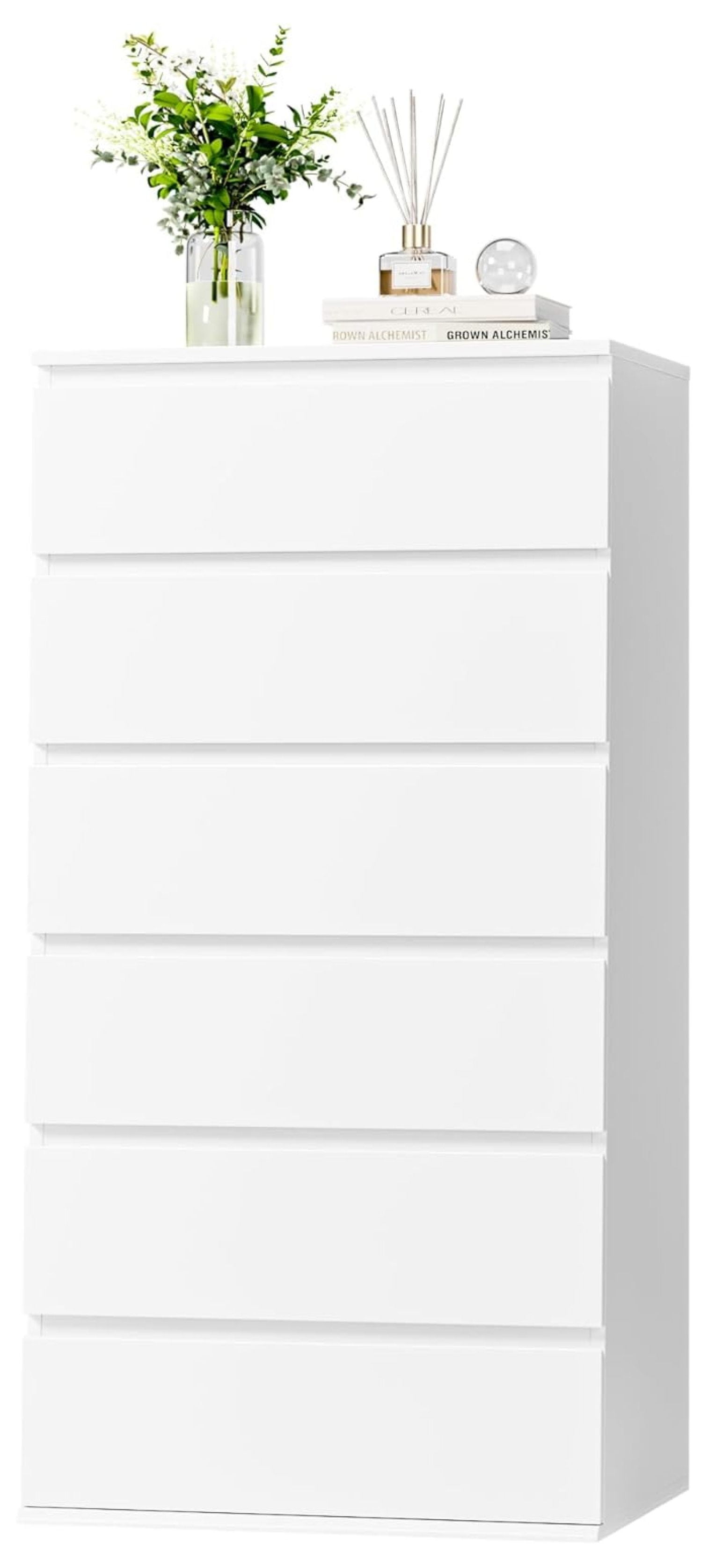 WANCQ White Dresser, 6 Drawer Dresser, Modern Tall Floor Storage ...