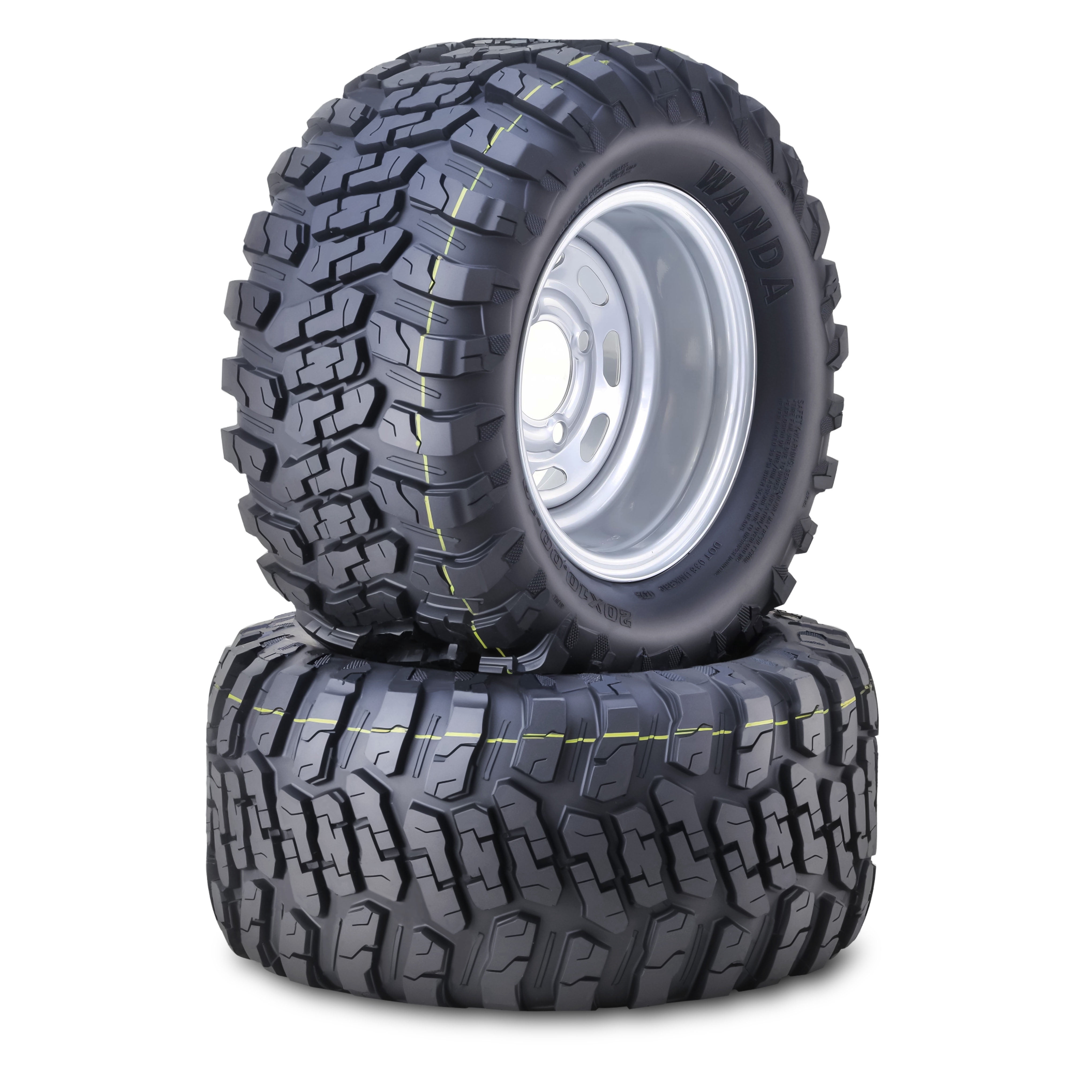WANDA AT Style Golf Cart Tire & wheel 20X10-10 with 4 Lugs on 4" PCD ET ...