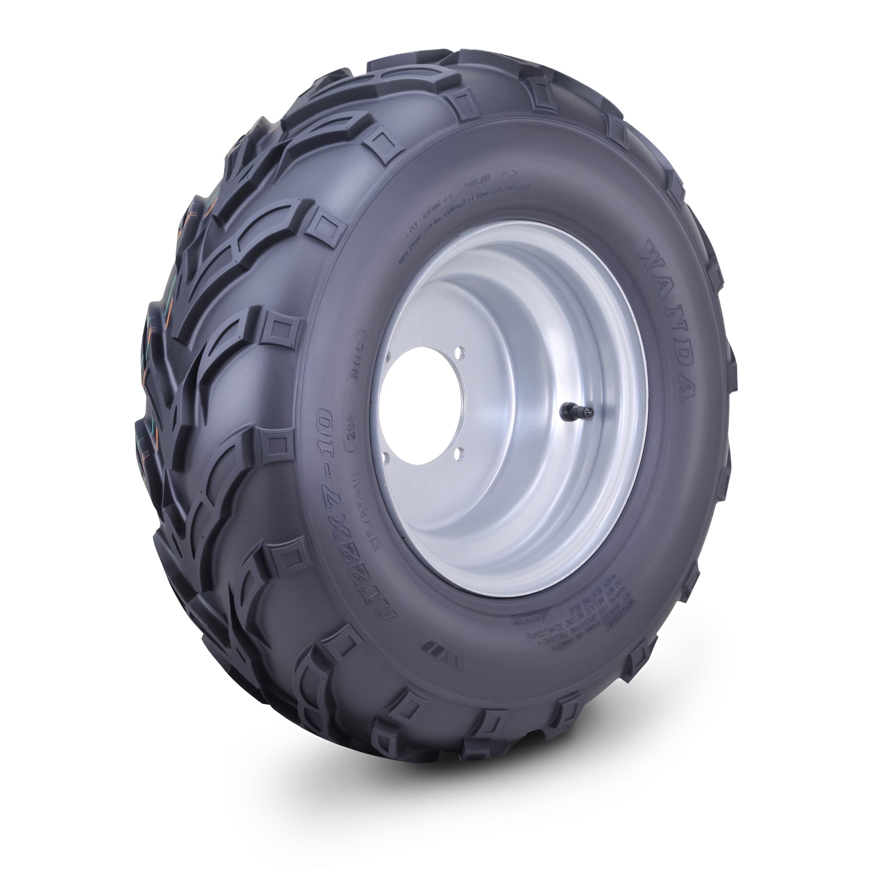 WANDA ATV Tire Wheel Assembly 22X7-10 installed on 4 Lugs 110mm PCD 2+3 ...